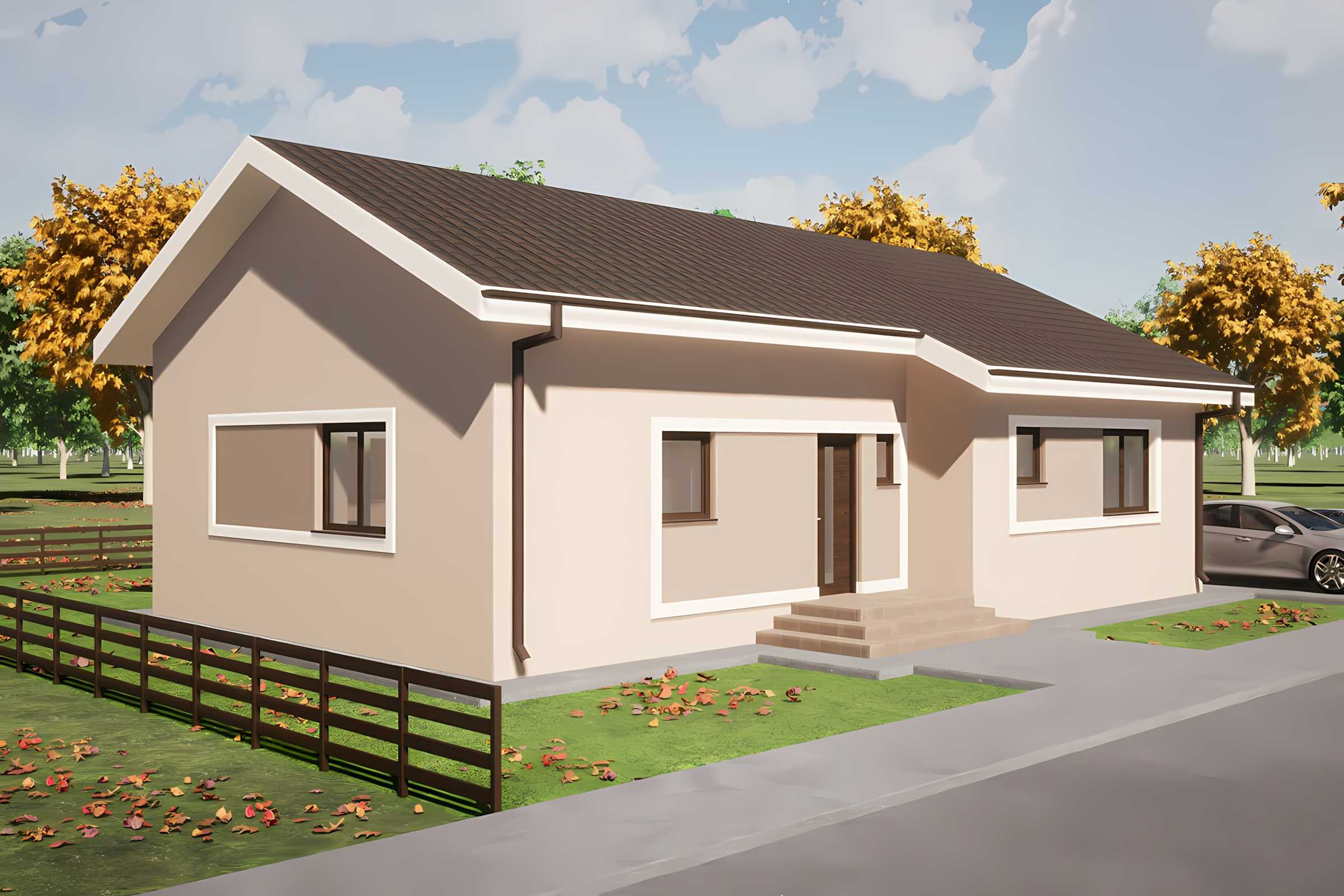 Proiect casa pe structura metalica 120 mp cu 3 dormitoare – Wolf Construct